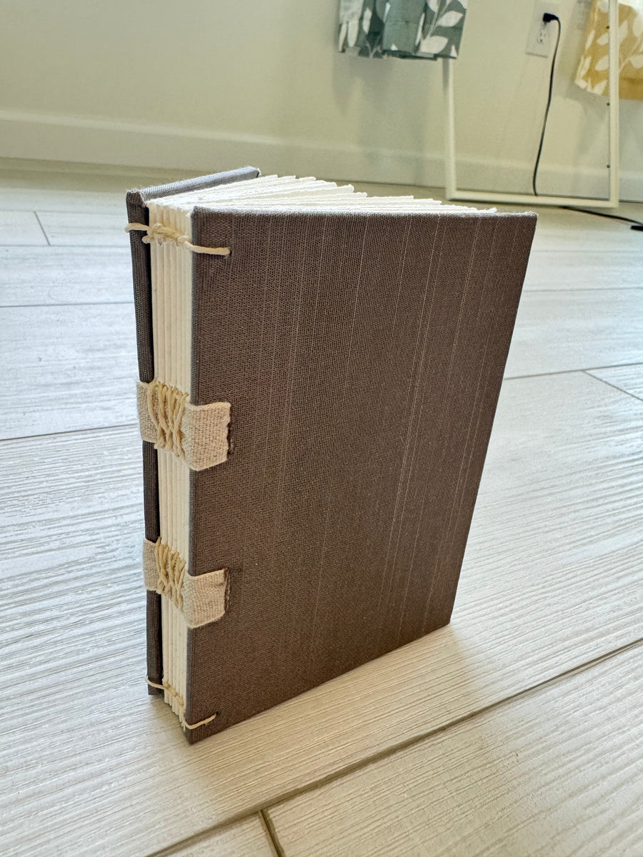 Hand-Bound Book: Dark silver fabric, tape binding, 3.25 x 4.75 inches ...